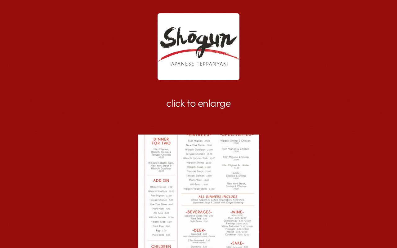 Shogun menu
